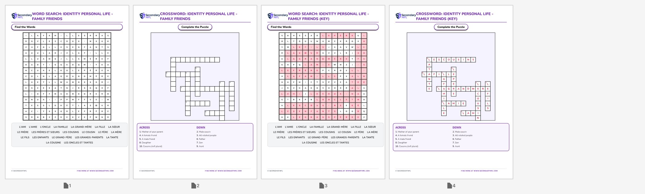 French Identity Personal Life - Family Friends - Activity Pack ...