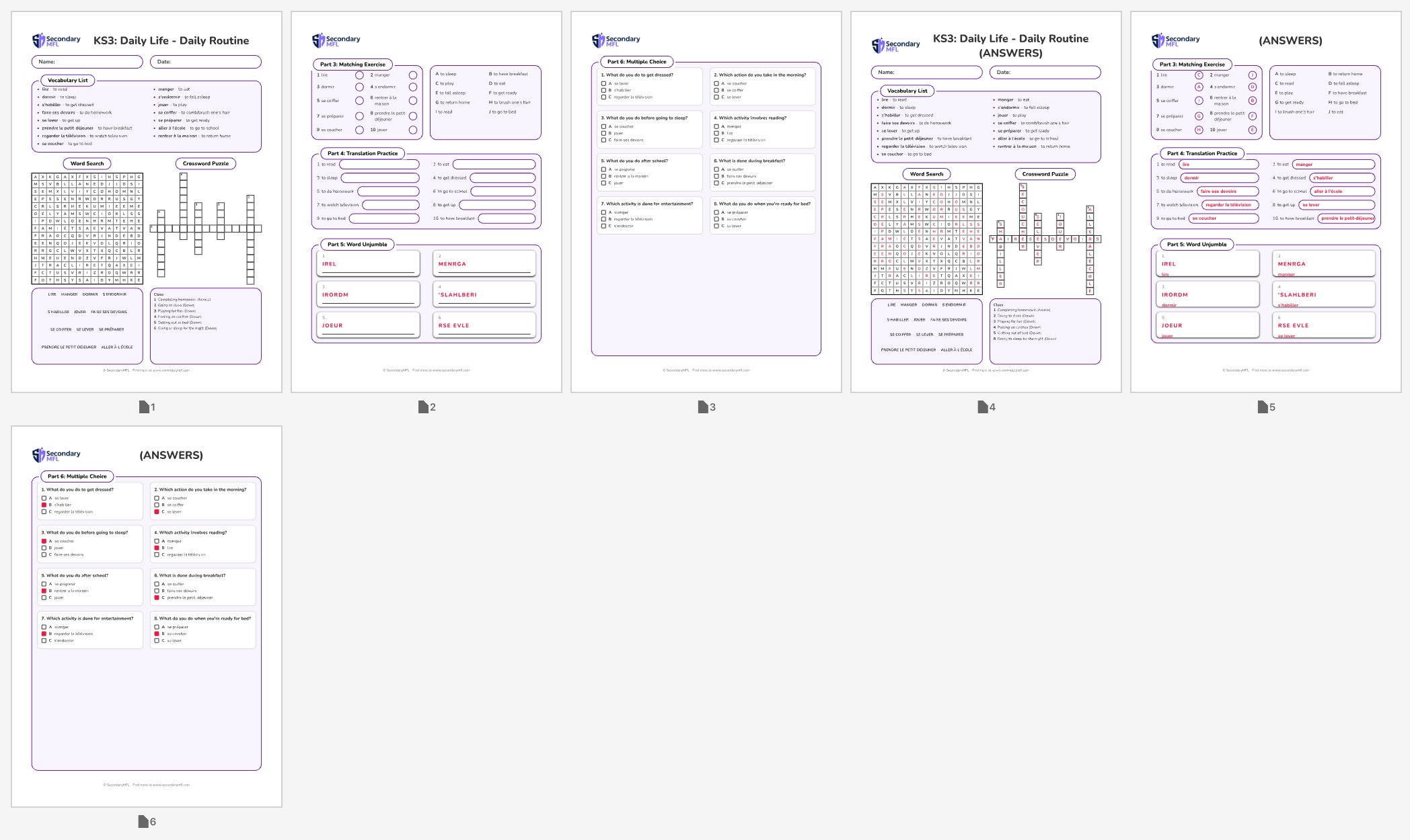 KS3 French Activity Pack: Daily Routine & Reflexive Verbs | SecondaryMFL