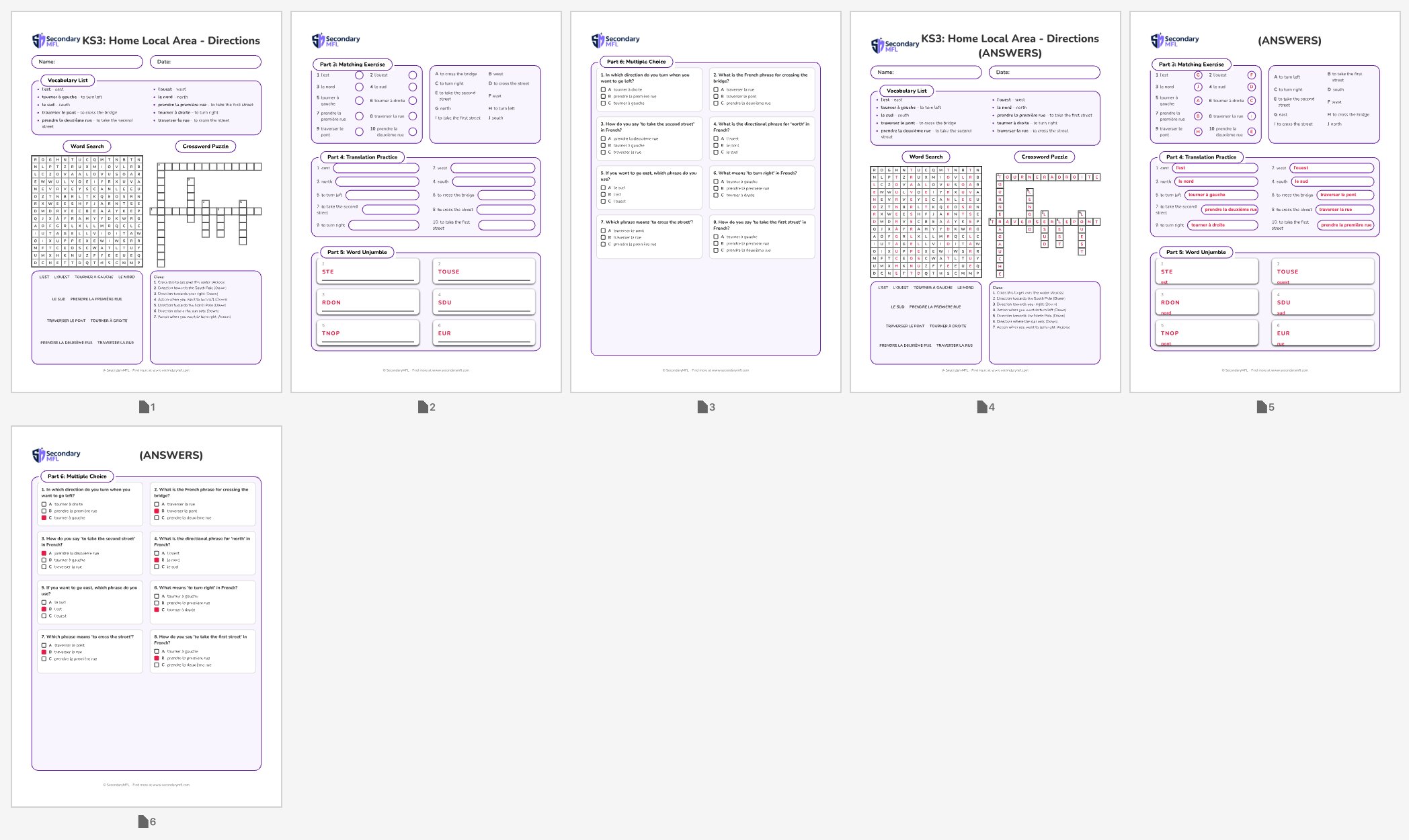KS3 French Activity Pack: Directions and Compass Points | SecondaryMFL