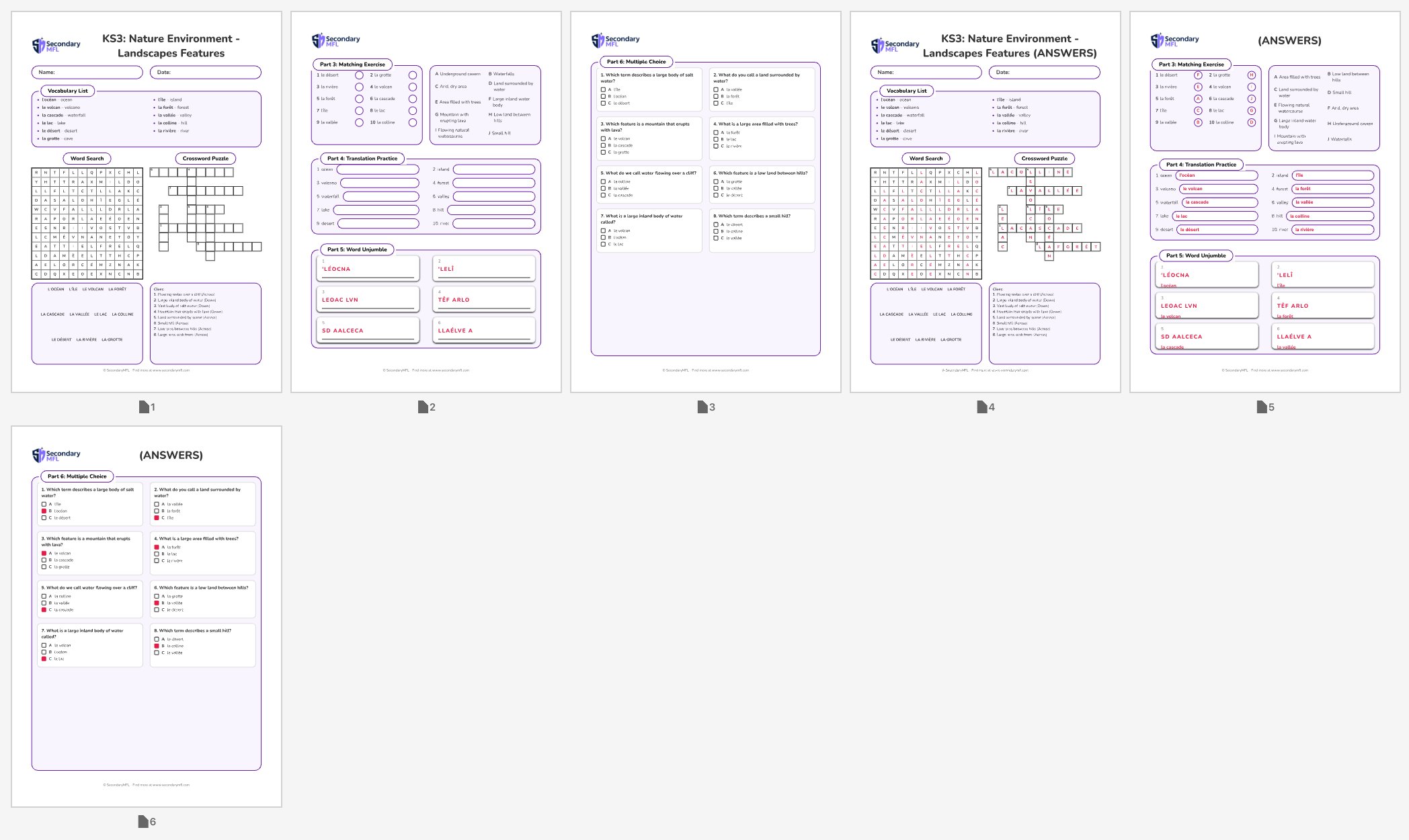 KS3 French Activity Pack: Landscape & Features | SecondaryMFL