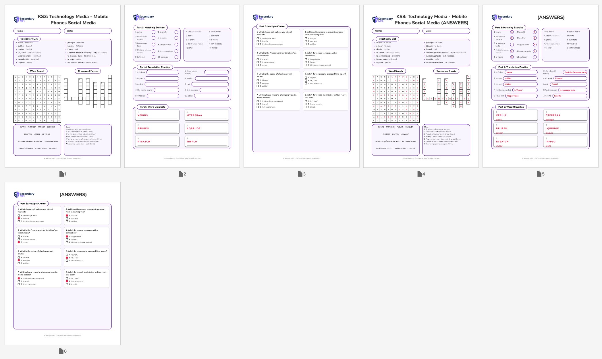 KS3 French Activity Pack: Mobile Phones and Social Media | SecondaryMFL