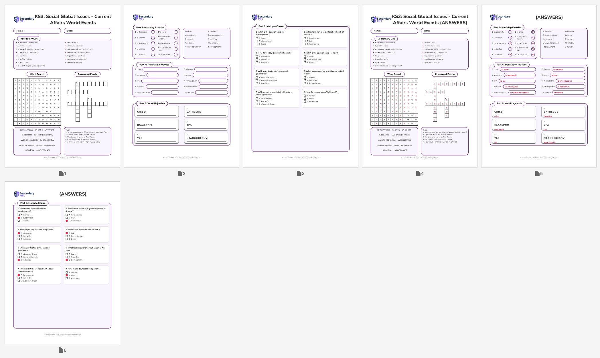 KS3 Spanish Activity Pack: Current Affairs & World Events | SecondaryMFL