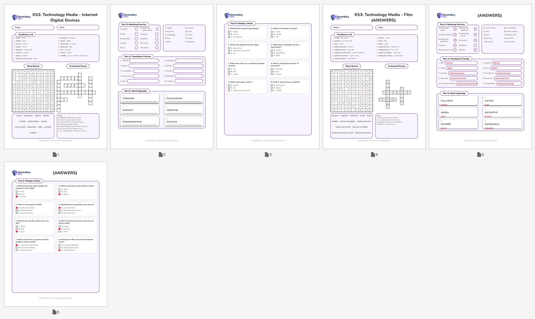 KS3 Spanish Activity Pack: Internet Devices | SecondaryMFL
