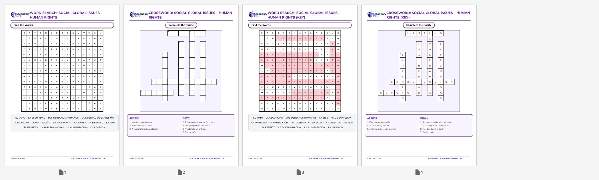 Spanish Social Global Issues - Human Rights - Activity Pack | SecondaryMFL