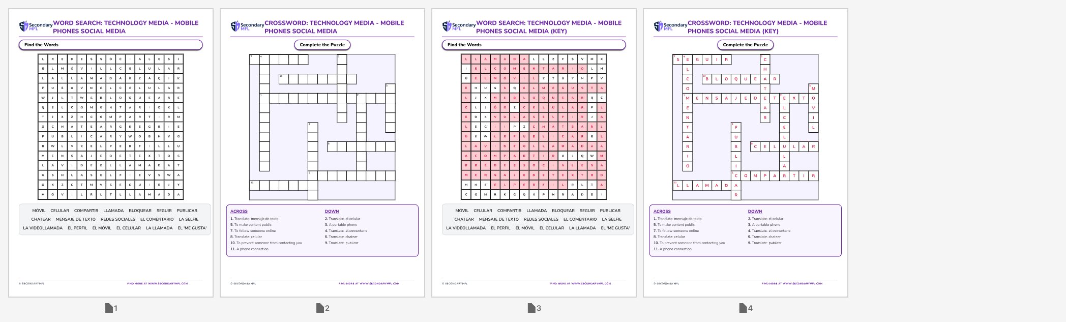 Spanish Technology Media - Mobile Phones Social Media - Activity Pack ...