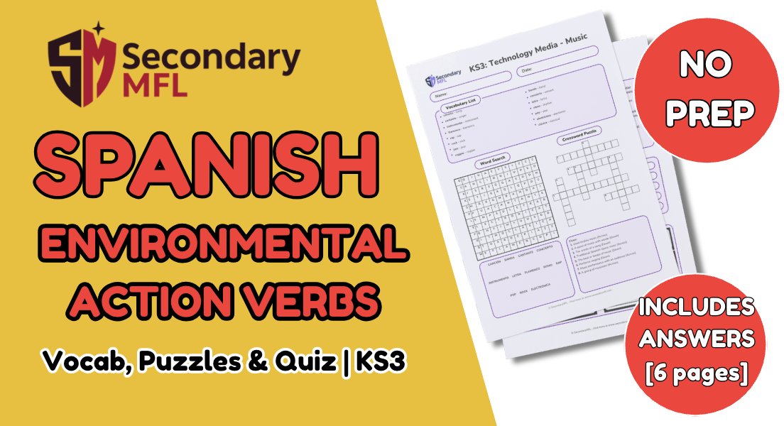 KS3 Spanish Activity Pack: Environmental Action Verbs | SecondaryMFL