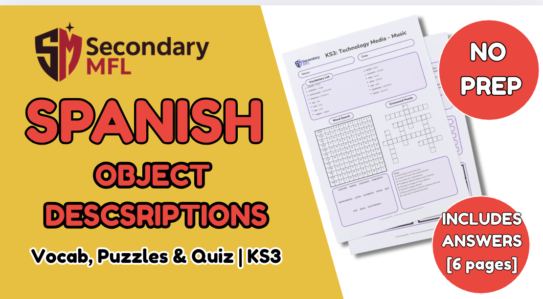 KS3 Spanish Activity Pack: Object Descriptions | SecondaryMFL