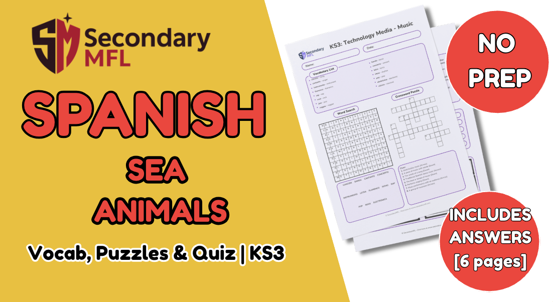 KS3 Spanish Activity Pack: Sea Animals Vocabulary | SecondaryMFL
