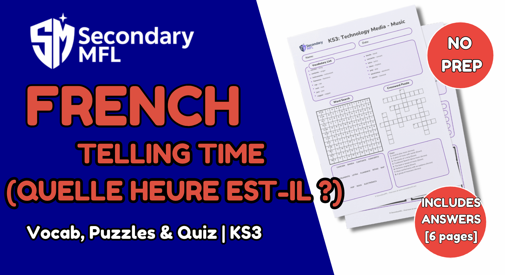 KS3 French Activity Pack: Telling Time (Quelle heure est-il ...