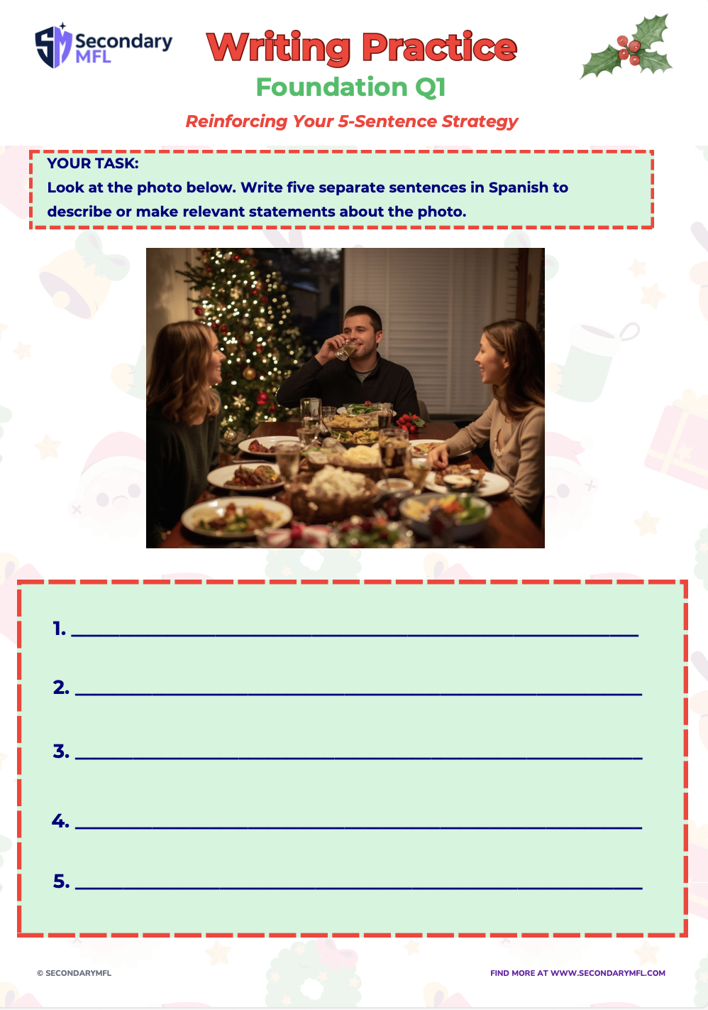 AQA GCSE Spanish Writing Q2 - Christmas edition | SecondaryMFL