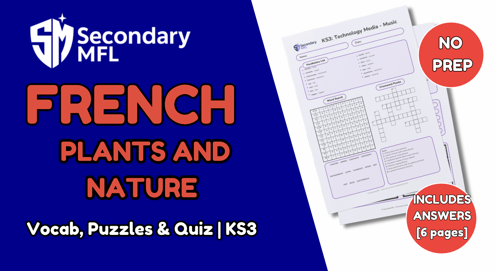 KS3 French Activity Pack: Plants and Nature Vocabulary | SecondaryMFL