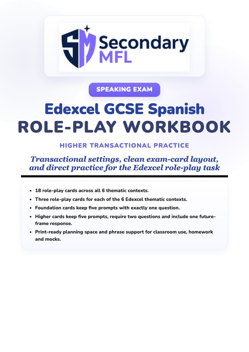 Edexcel GCSE Spanish Role-Play Higher Workbook | SecondaryMFL