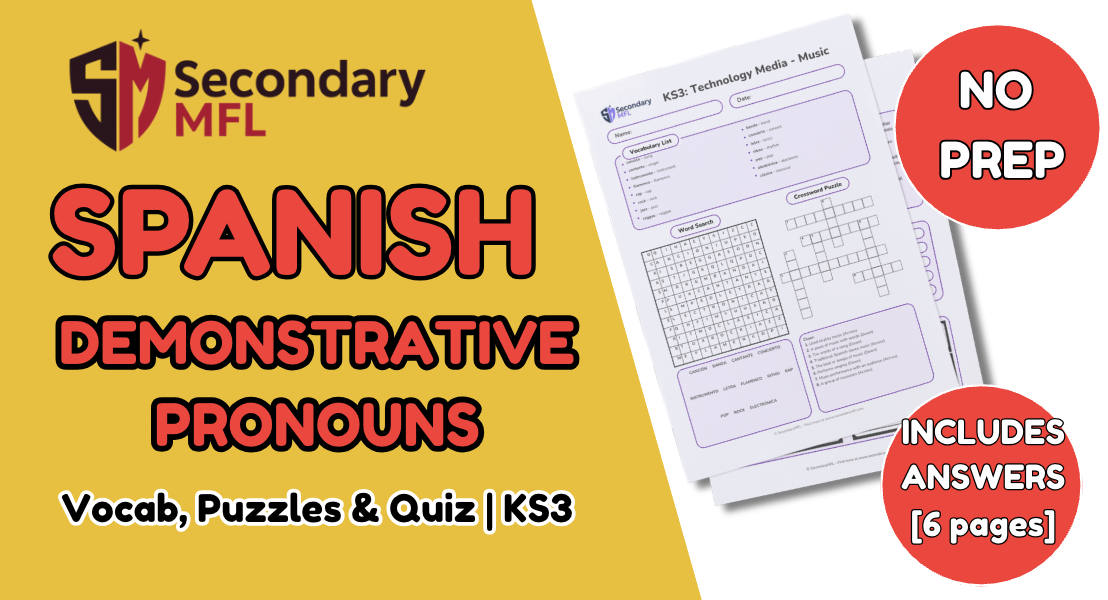 KS3 Spanish Activity Pack: Demonstrative Pronouns | SecondaryMFL