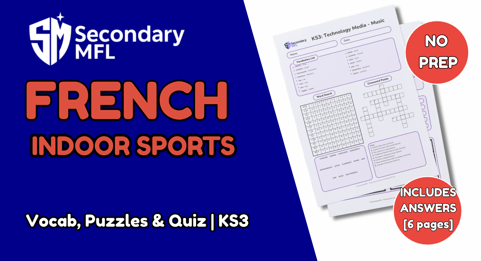 KS3 French Activity Pack: Indoor Sports & Hobbies | SecondaryMFL