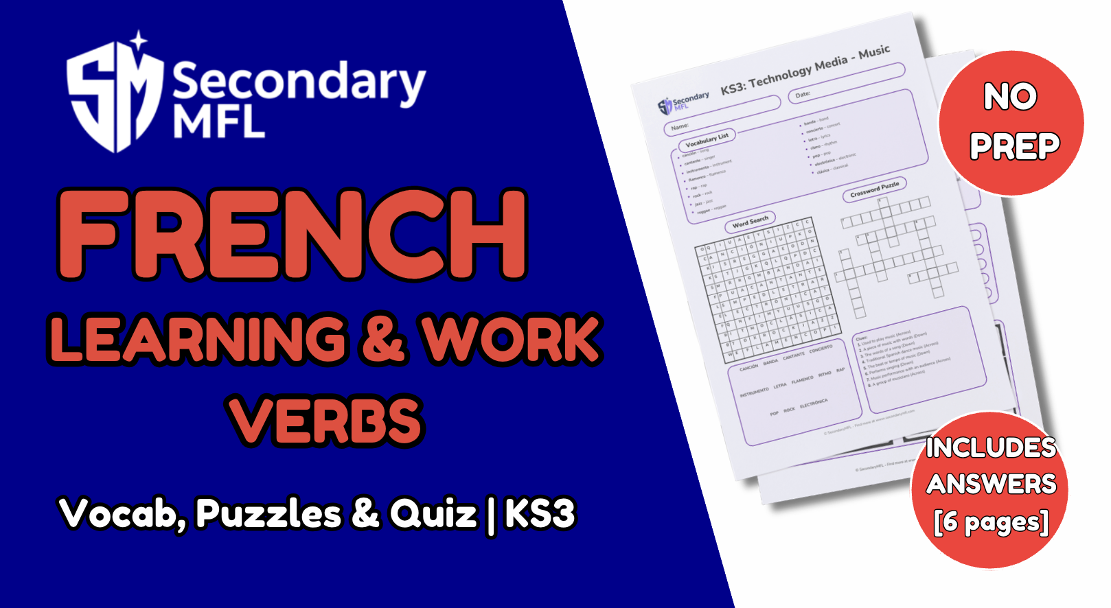 KS3 French Activity Pack: Learning and Work Verbs | SecondaryMFL