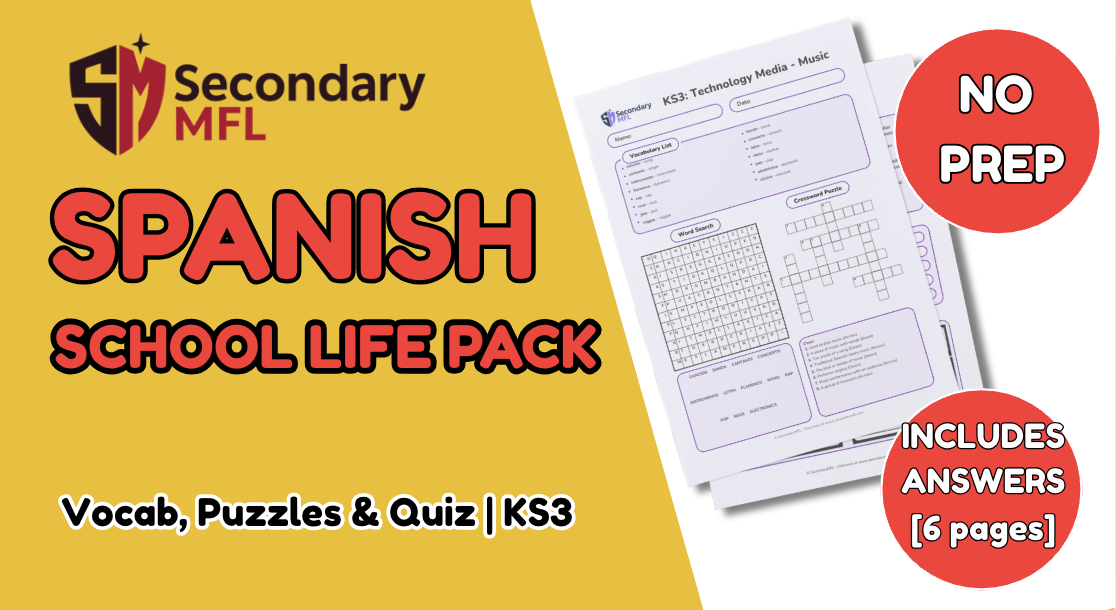 KS3 Spanish Activity Pack: School Life | SecondaryMFL