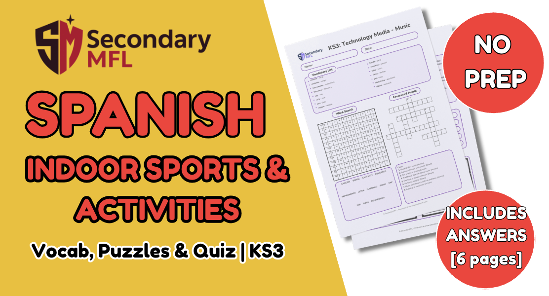 KS3 Spanish Activity Pack: Indoor Sports & Activities | SecondaryMFL