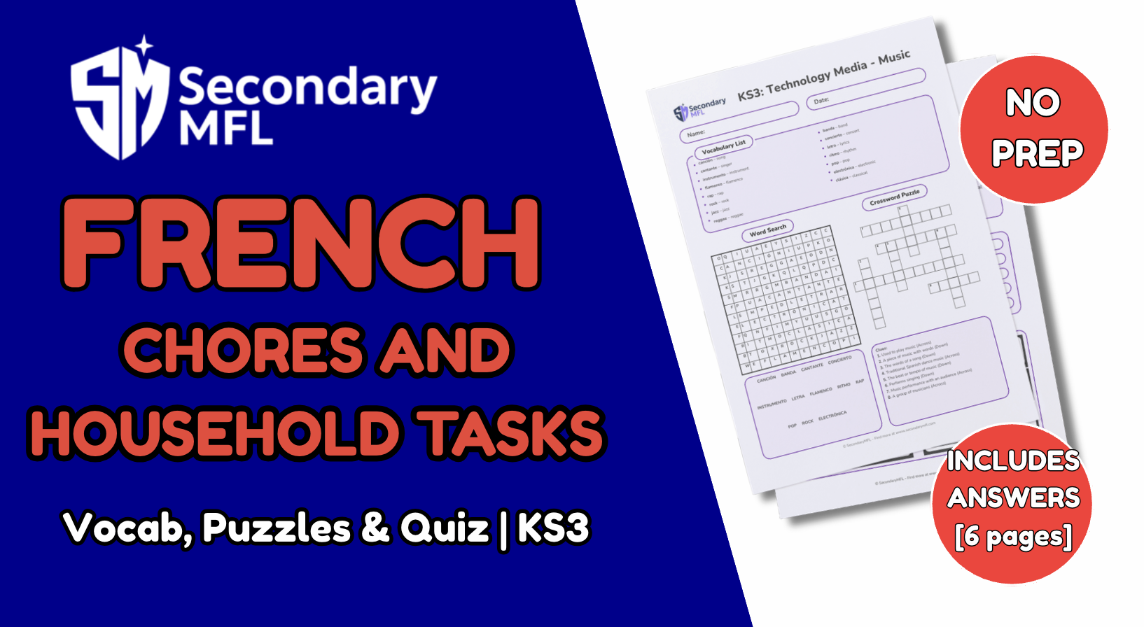 KS3 French Activity Pack: Chores and Household Tasks | SecondaryMFL